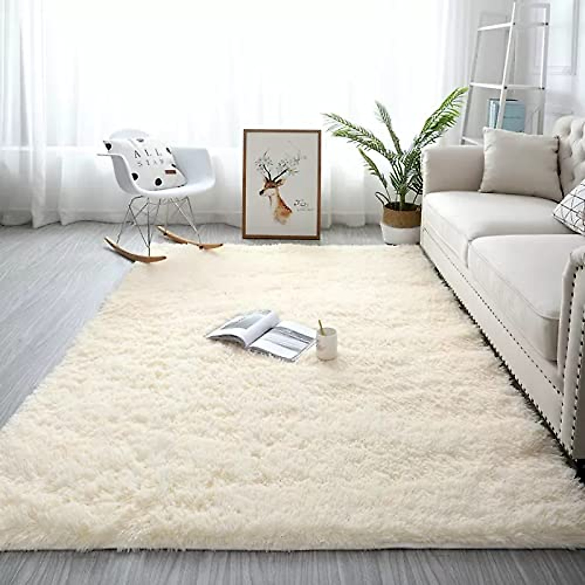 Heavyoff Fluffy Shaggy Area Rugs for Bedroom, Soft Non-Slip Plush Carpet Feet Floor Mats Rectangular Cozy Rug for Nursery Room Living Room Purple, 1.3 ft x 2 ft