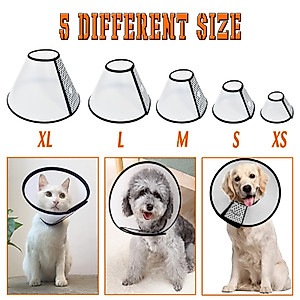 Care 4U Dog Cone Collar Soft, Cat Cone Collar for After Surgery Anti-Bite Lick,Elizabethan Collar for Large Dogs Medium Dogs Small Dogs,Translucent Reusable Soft Dog Cone（XS）
