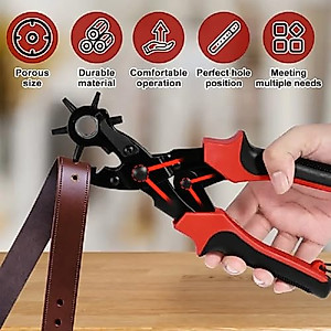 6 Sized 9 inch Heavy Duty Leather Hole Punch Hand Pliers Belt Professional