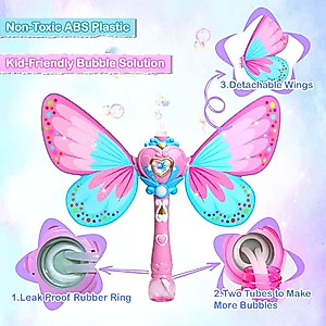 Sitodier Bubble Machine for Kids | Butterfly Bubbles Wand Blower for Toddlers 1000+ Bubbles per Minute | Outdoor Indoor Bubbles Blowing Toys Birthday Gift for Girls Bubble Solution Included