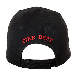 Fire Department First in Last Out Cap - Firefighter Gift - Embroidered Hat (Black)