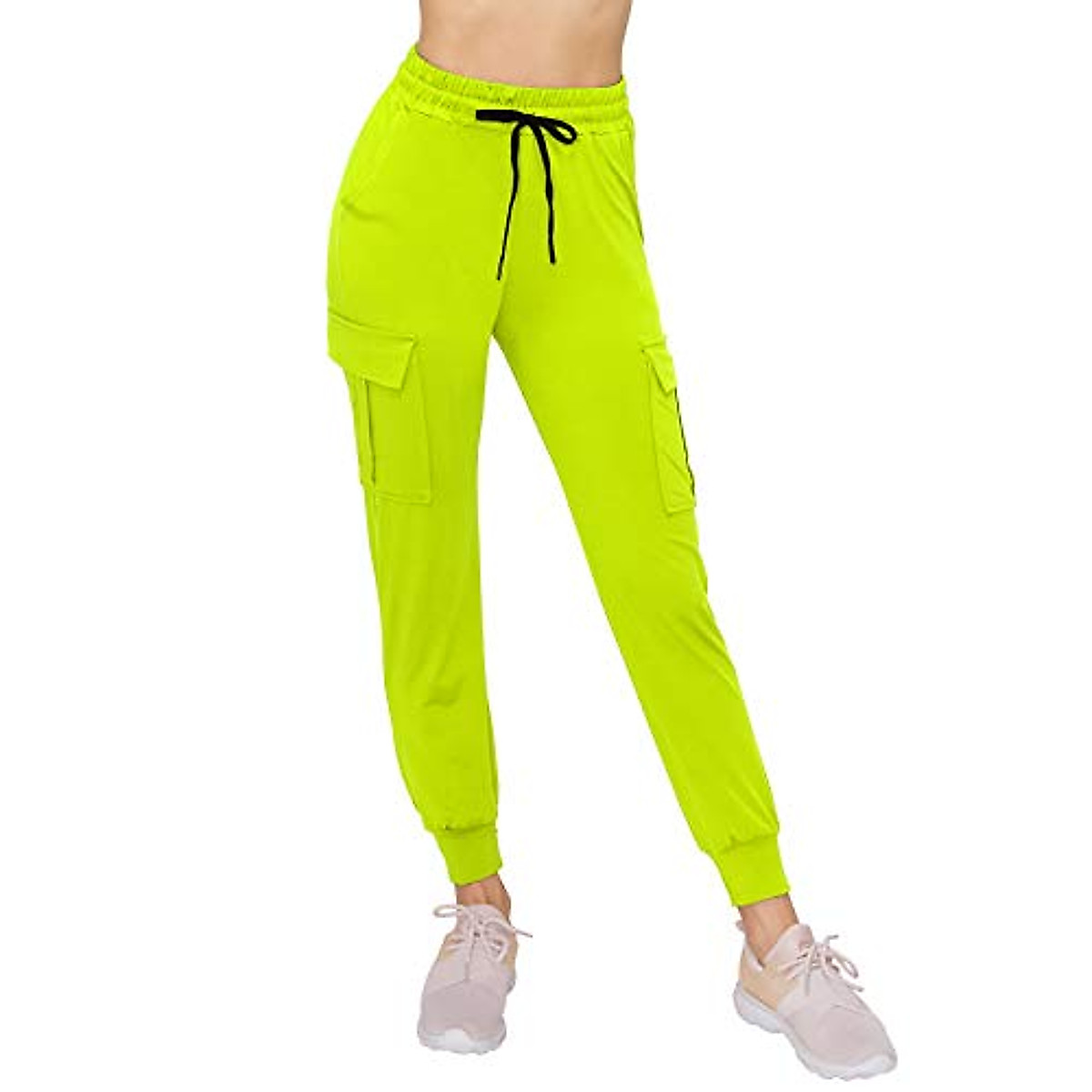 ALWAYS Cargo Jogger Pants for Women - Super Soft Casual Lounge Sweatpants Neon Lime 2XL