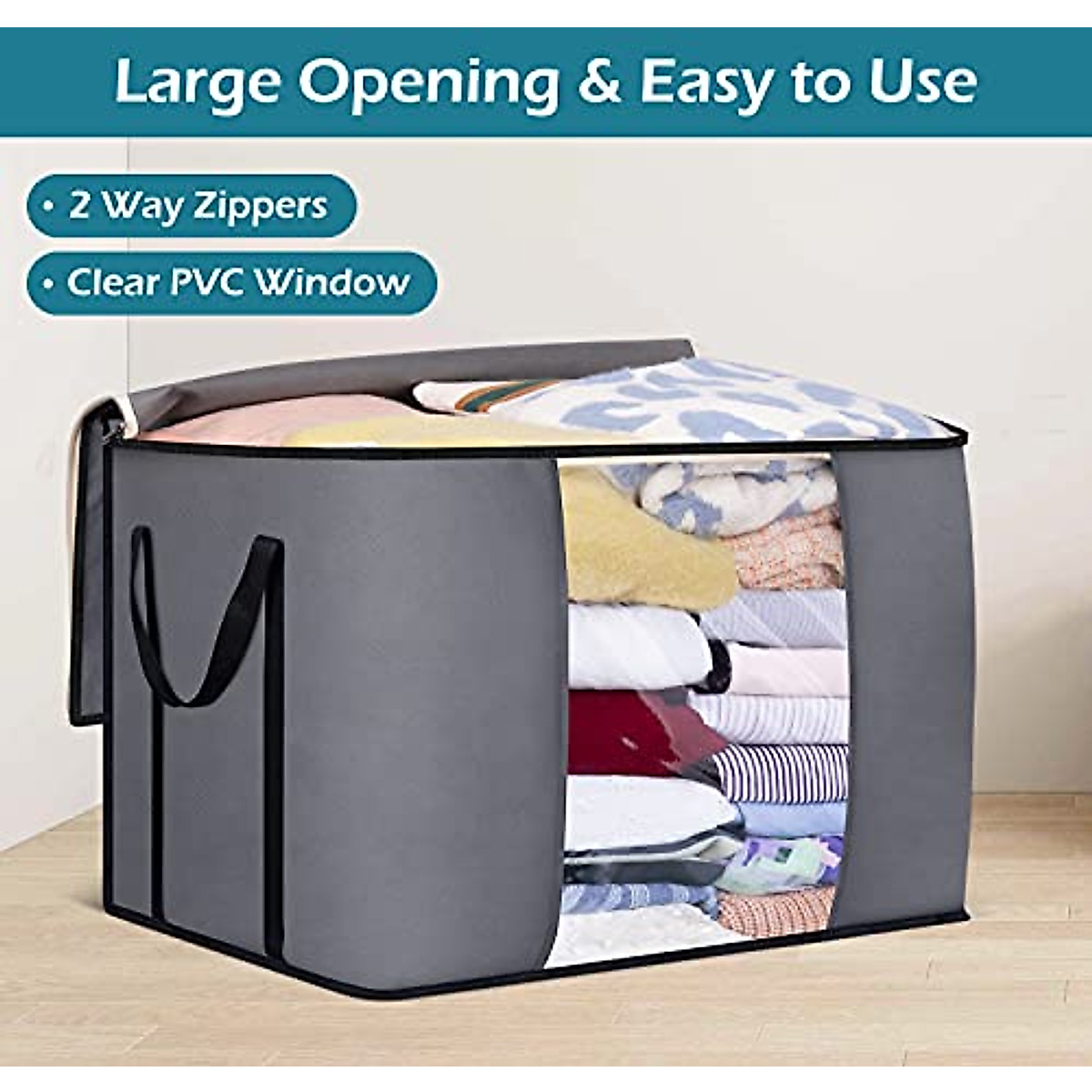 SLEEPING LAMB120L 1Pack Large Storage Bag Organizer Bundle 100L 3Packs Comforter Storage Bag for Closet