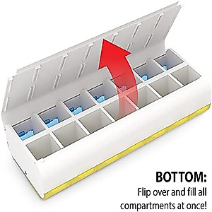EZY DOSE Weekly (7-Day) Pill Organizer, Vitamin Case, and Medicine Box, 2 Times a Day, AM PM, Large Compartments, Easy Fill All Compartments at Once, Color May Vary (Pack of 2)