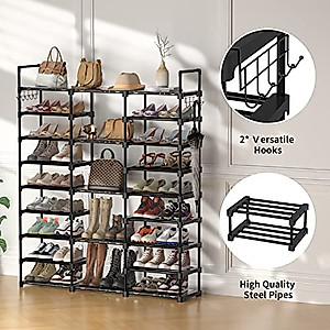 TIMEBAL Shoe Rack Storage Organizer Shoe Shelf Organizer for Entryway (9 Tiers 3 Rows, Black)