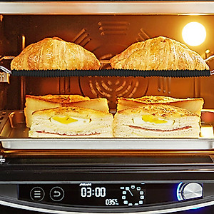 DanziX Oven Rack Shields, 4 Pack Silicone Oven Shelf Rack Guard Protector (Black) + 2 Mini Mitts (Green), 100% Certified BPA Free, Heat Resistant, Protect Against Burns and Scars