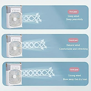 Portable Air Conditioners Fan, Ultra Quiet Personal Small Cooling Misting Fan with 3-Speeds, 5 Mist Holes, Timer, 7 Colors Lights, USB Table Air Cooler Fan for Makeup, Home, Office, Travel (Black)