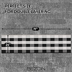 Black and White Buffalo Plaid Rug - 24x71- Cotton Buffalo Plaid Rug for Outdoor/Indoor Use - Washable Large Mat for Living Room, Bathroom, Bedroom, Patio