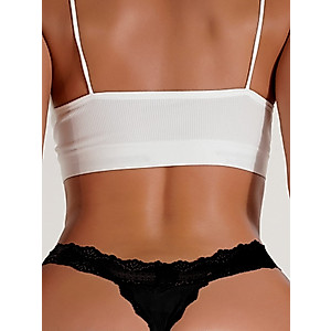 Milumia Women Sexy Panties Floral Lace Cut Out Thongs Mid Waist Underwear Briefs Black Medium