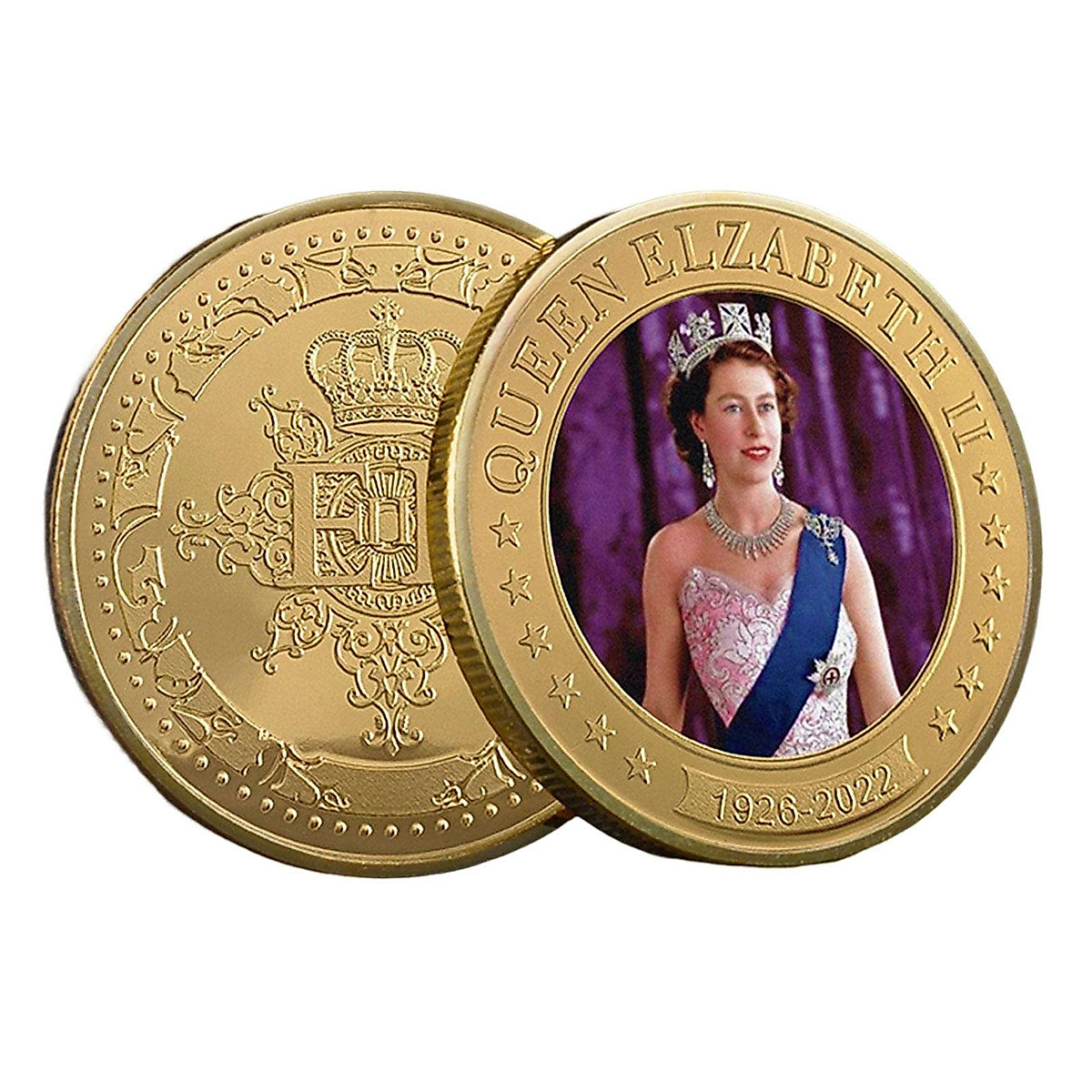 Hondony Queen Elizabeth II Commemorative Coin 1926-2022 Queen of England Collection Souvenir Colorful Coin 2022 Coin in Memory of Her Majesty of The United Kingdom Souvenir Memorabilia