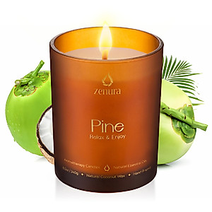 Aromatherapy Pine Scented Candles, Non Toxic Candle for Stress Relief, Home, Meditation, Yoga, Perfect Gifts for Christmas, Fall, Birthday, Men, Women, Pure Essential Oils 8.5 oz