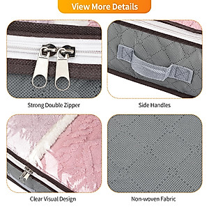 Fixwal Under Bed Storage Bag 6 Pack Underbed Storage Containers Large Capacity Clothes Storage Bins with Clear Windows and Reinforced Handles for Blanket Comforter Bedding Clothes