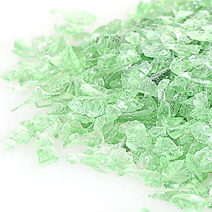 Shiny Stone High Luster Reflective Fire Glass Gravel,Fire Gems,Fire Drops,Fire Glass Pebbles Stones Beads Chips for Fire Pit Fish Tank Aquarium Garden,3-6mm 305g/0.67lb (Light Green)