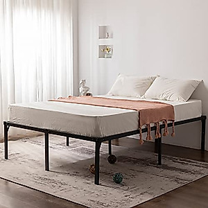 LUKIROYAL King Bed Frames - King Bed Frame No Box Spring Needed - King Size Platform Bed Frame with Safety Rounded Corners, Easy Assembly Bed Fram, Noiseless Storage Space Under, Black