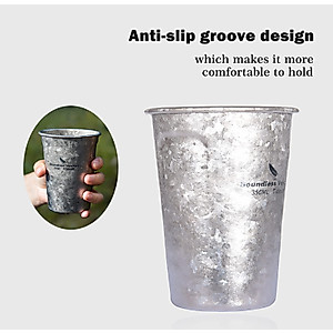 iBasingo 350ml/12oz Titanium Beer Cup Single Layer Mug Coffee Tea Cola Cup Outdoor Camping Travel Lightweight Water Cup Picnic Garden Party Cup Festival Gift Ti3087D