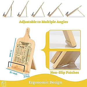 Songtaste Bamboo Cookbook Stand, Sturdy Cook Book Holder, Recipe Book Holder with Measurement Conversion Chart, Cookbook Stand for Kitchen Counters, Essential Accessories for Holding Cookbooks