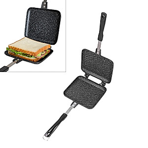 Grill Pan, Nonstick Egg Pancake Steak Frying Skillet with Lid Breakfast Cooker for Gas Stove Induction Cooking