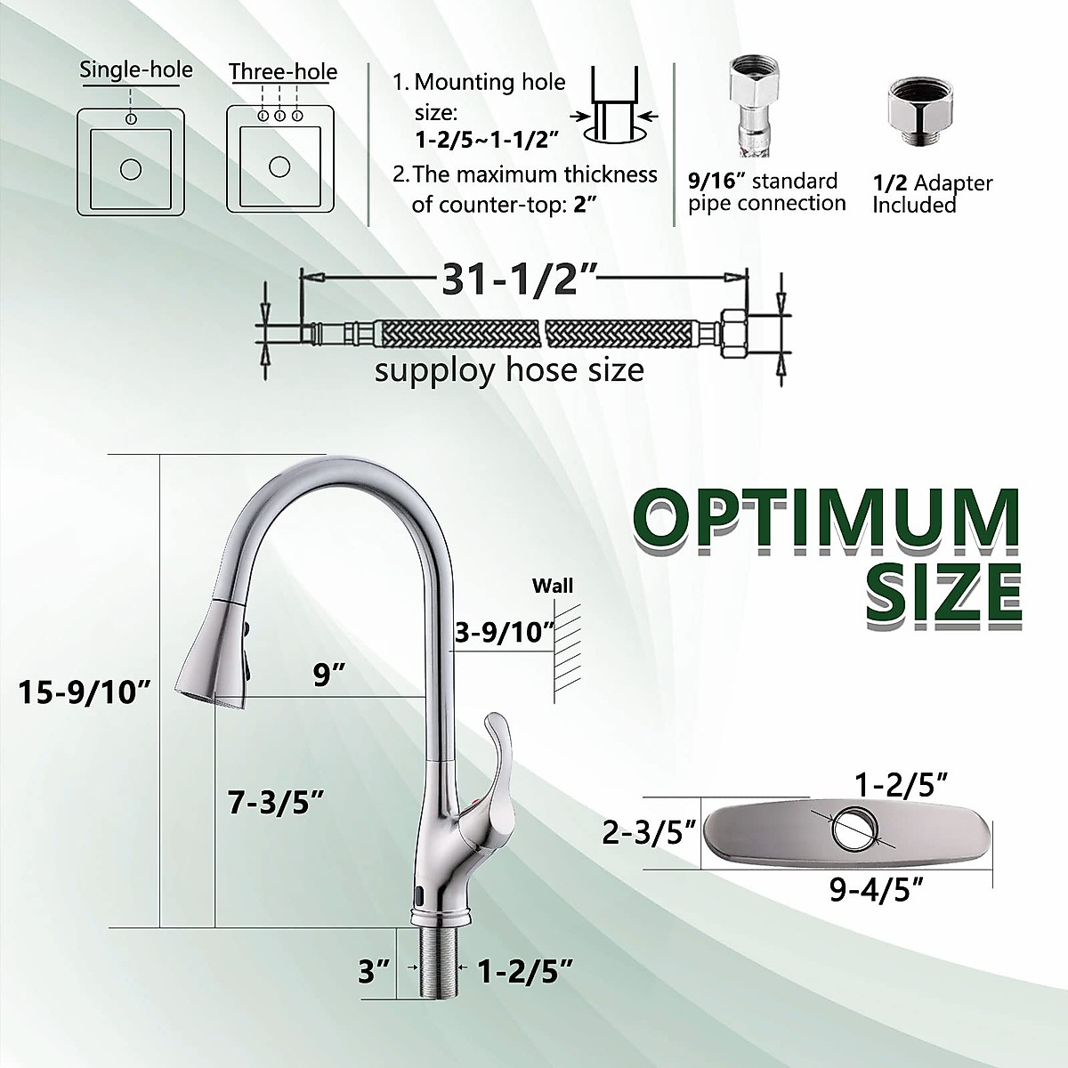 APPASO Touchless Kitchen Faucet Brushed Nickel with Pull Down Sprayer, Motion Sensor Activated Hands-Free Kitchen Faucet, Single Handle Smart Kitchen Sink Faucet