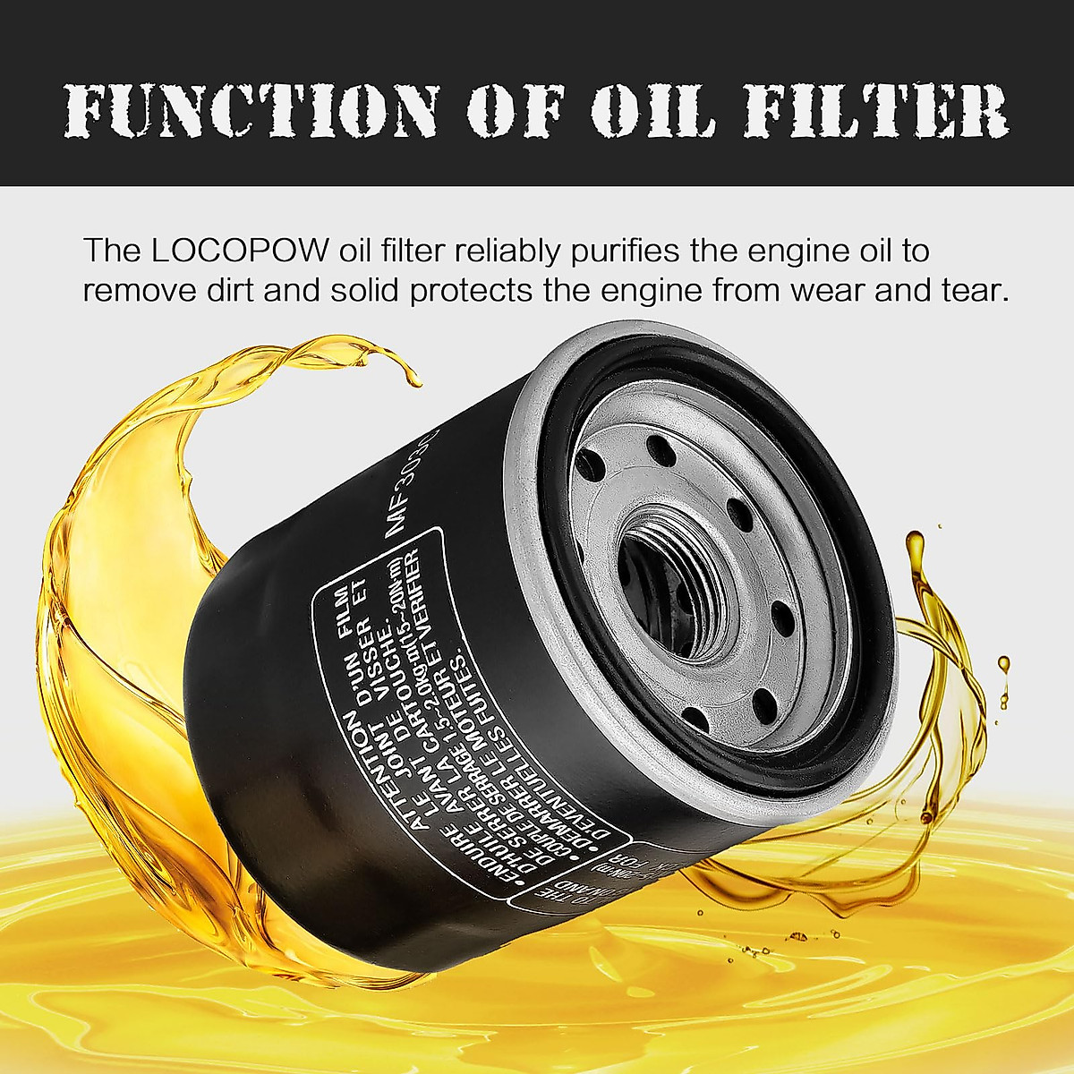 LOCOPOW F115 Oil Filter for Yamaha 5GH-13440-71-00 5GH-13440-00-00 5GH-13440-70-00 3R0076150M 18-7911-1 F100 F15 F25 F30 F40 F50 F60 F70 F75 F80 Yamaha, Honda, and Nissan/Tohatsu 9.9-115 HP Outboards