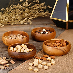 Set of 4 acacia dipping bowl set natural and handmade wood bowl, ideal for olives, nuts and small snacks serving bowls, sauce bowl, snack bowl can be used as home decoration and table decoration