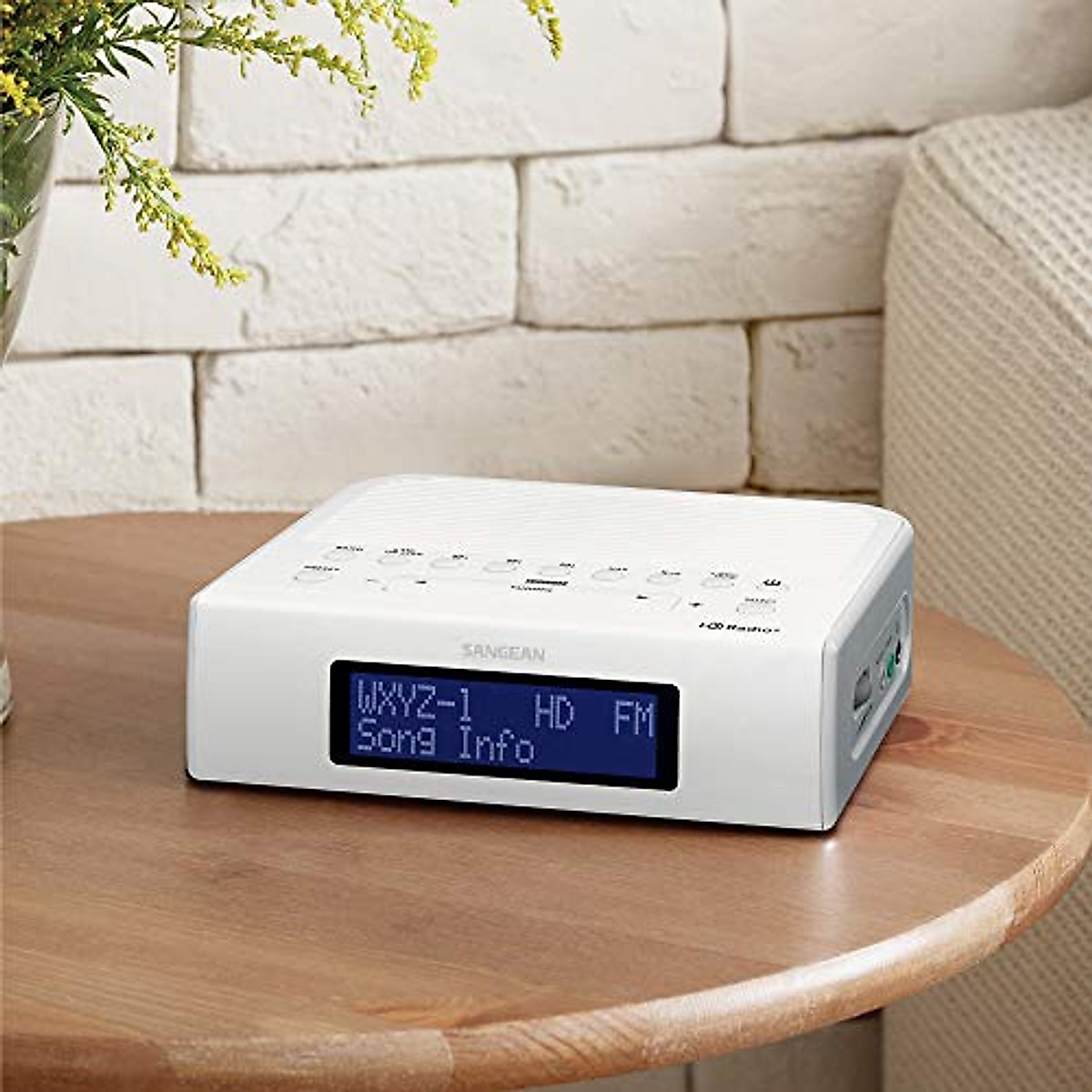 Sangean HDR-15 AM/FM Digital Tuning Clock Radio with USB Phone Charging, White