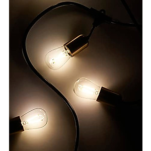 Brightech Glow LED String Lights - 48 Ft Commercial Grade Patio Lights with Beautiful Brass Accents - Outdoor Waterproof Globe Porch String Lights for Outside, Backyard, Gardens - 15 2W LED bulbs