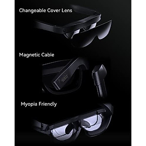 RayNeo XR Glasses - TCL NXTWEAR S with 201" Micro OLED, 1080P Video Display Glasses, Dynamic Stereo Sound, 3D Movie, Multi-Window Work, Watch and Game on PC/Android/iOS/Consoles/Cloud (Not RayNeo X2)
