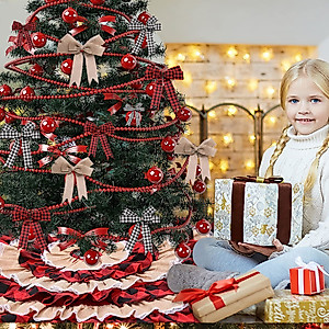 6 Rolls 54 Yards Christmas Wrapping Ribbon Buffalo Plaid Festival Ribbon Wired Holiday Garland Ribbons for Gift Wrapping Decoration Floral Bows Craft