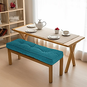 Focuprodu Bench Cushion 42x16. Soft and Breathable Window Seat Cushions Indoor. Non-Slip and Durable Bench Seat Cushion. (42x16, Soft-Peacock Blue)