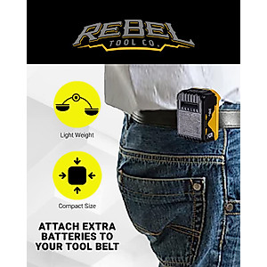 RebelToolCo Battery Holder Wall Mount (6 Pack) Battery Holder Mounts. Compatible with 20V & 60V DeWalt Cordless Batteries. Tool Holder Storage Organizer for Battery, Accessories, & Tool Organization.