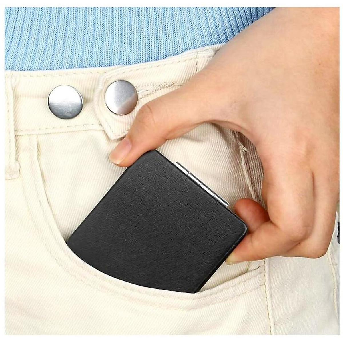 mpowtech Magnifying Silver Compact Mirror - Mix Diamond Mirror 1x/2x Magnification Travel Makeup Mirror,Double Sided Small Pocket Mirror,Folding Purse Mirror,Cosmetic Mirror for Gift