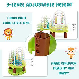 BABY JOY Baby Bouncer Activity Center, 3 in 1 Activity Center & Table | Infant Play Mat, Bouncing Activity Saucer w/Music, 3 Adjustable Height, 360° Seat, Exersaucer for Babies 0-24 Months (Green)