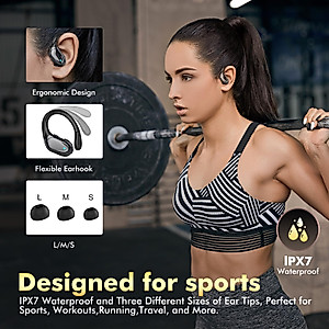 Wireless Earbuds Bluetooth Headphones 80hrs Playback Ear Buds Power Display with Noise Canceling Mic Headsets for Sports/Workout/Running Black