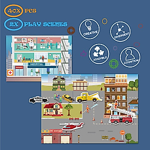 Magnetic Portable Playboard Elite Rescue Team Fire Fighting Trucks Police Trauma and Engineer (41 PCS)