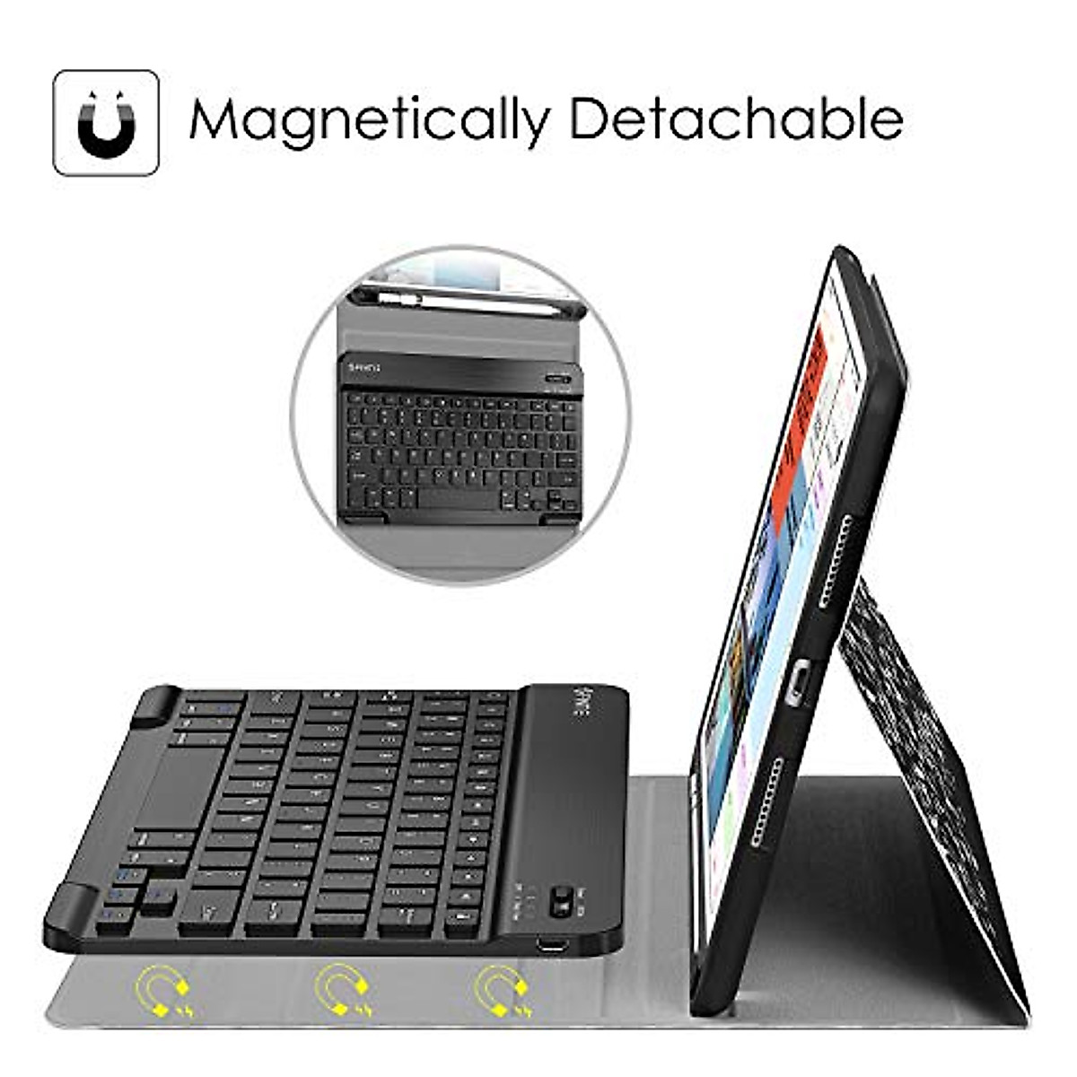 Fintie Keyboard Case w/Pencil Holder for iPad Air 3rd Gen 10.5" 2019 / iPad Pro 10.5" 2017 - SlimShell Soft TPU Back Protective Cover w/Magnetically Detachable Wireless Bluetooth Keyboard, Composition