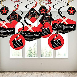 Big Dot of Happiness Red Carpet Hollywood - Movie Night Party Hanging Decor - Party Decoration Swirls - Set of 40