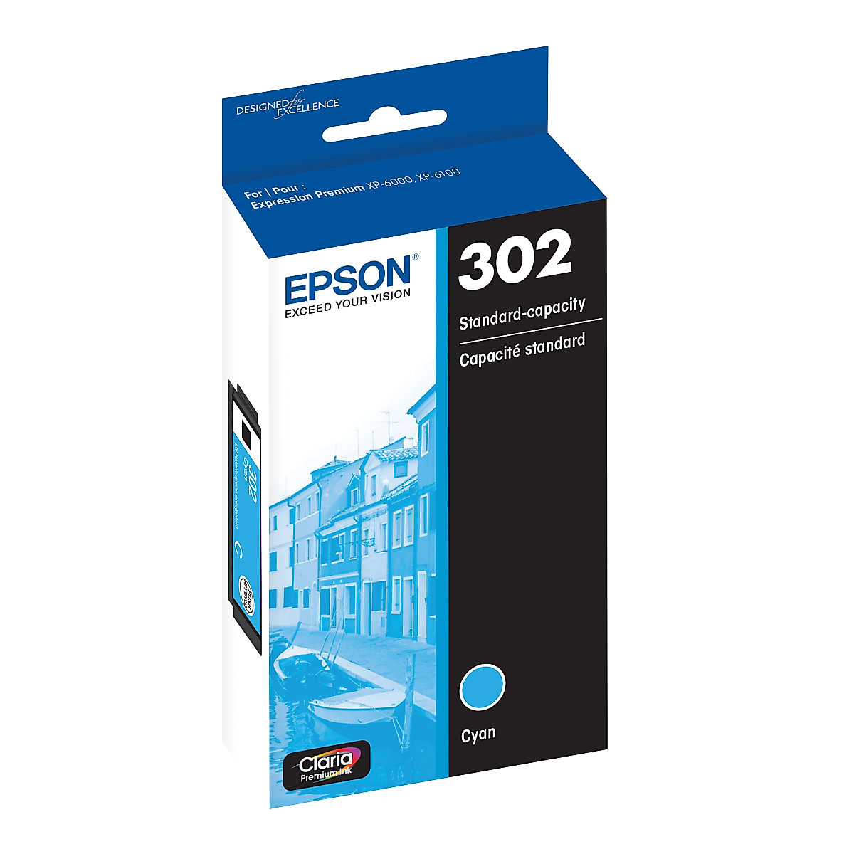 EPSON 302 Claria Premium Ink Standard Capacity Cyan Cartridge (T302220-S) Works with Expression Premium XP-6000, XP-6100