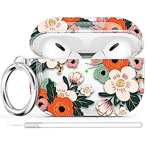 Maxjoy Case for Airpods Pro Case Cover(2nd/1st Generation), Flower AirPod Pro 2 Case for Women Men with Keychain Protective Case for AirPods Pro