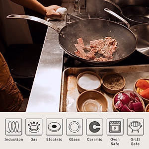 Made In Cookware - 12" Blue Carbon Steel Wok - (Like Cast Iron, but Better) - Professional Cookware - Crafted in France - Induction Compatible