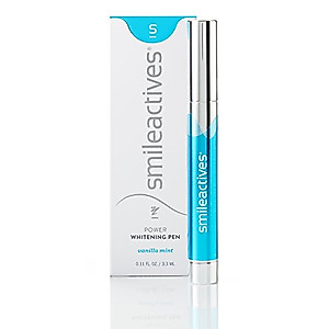 Smileactives Teeth Whitening Pen for White Smile, Fast Tooth Whitener and Stain Remover with Precision Brush Tip, Dental Quality Whitening Gel, Travel Pen, Easy to Use, Vanilla Mint Flavor, 2 Pack