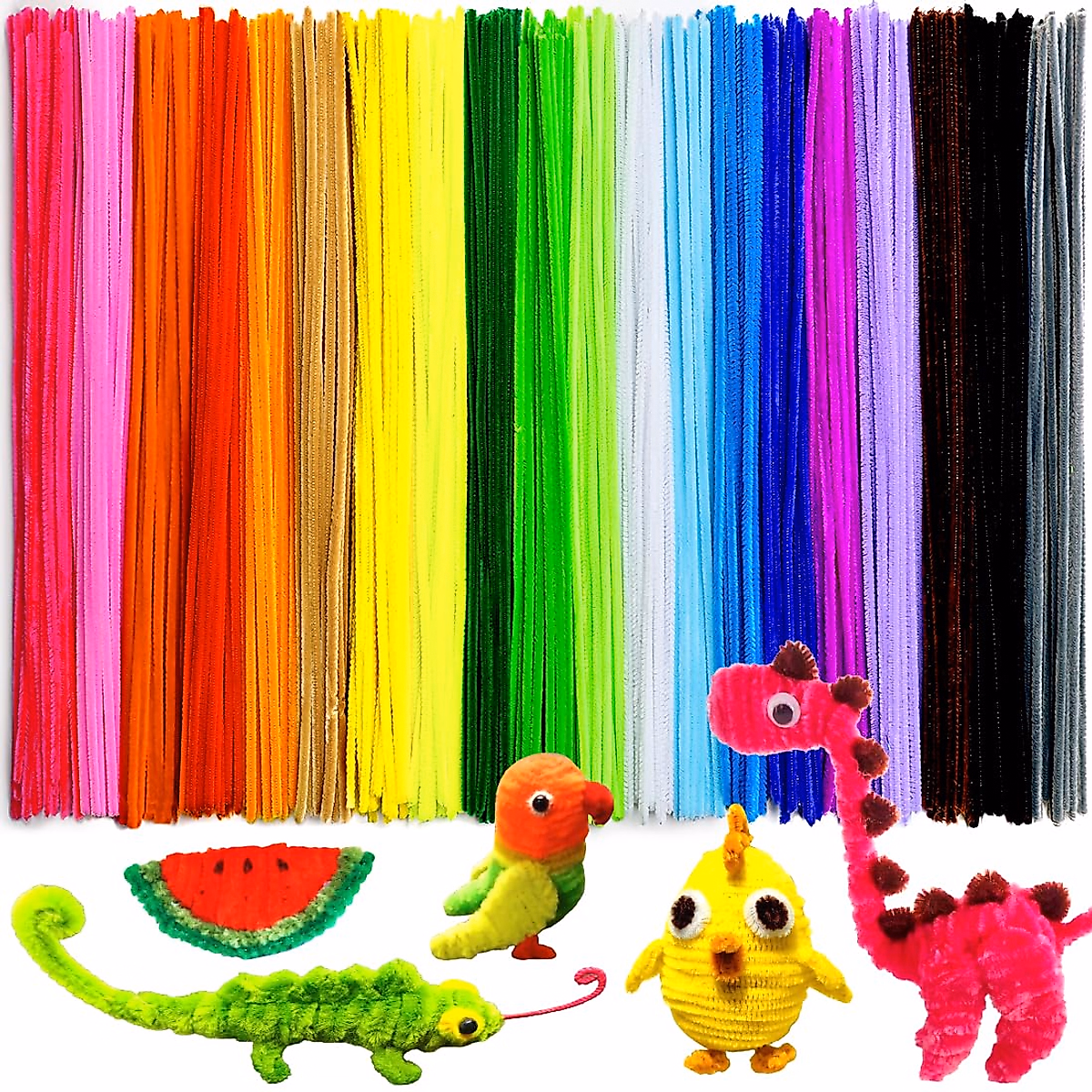 GAGANIU 200pcs Pipe Cleaners, Pipe Cleaners for crafts, Craft Supplies Multicolor Chenille Stems for Art&Craft Christmas DIY projects(12inch*6mm,20colors)
