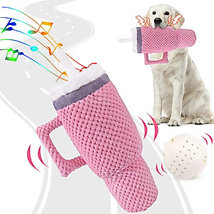 BABORUI Active Moving 2 in 1 Interactive Dog Toys, Tumbler Jumping Squeaky Dog Toys to Keep Them Busy, Plush Toy with Recording and Music Modes for Small/Medium/Large Dogs