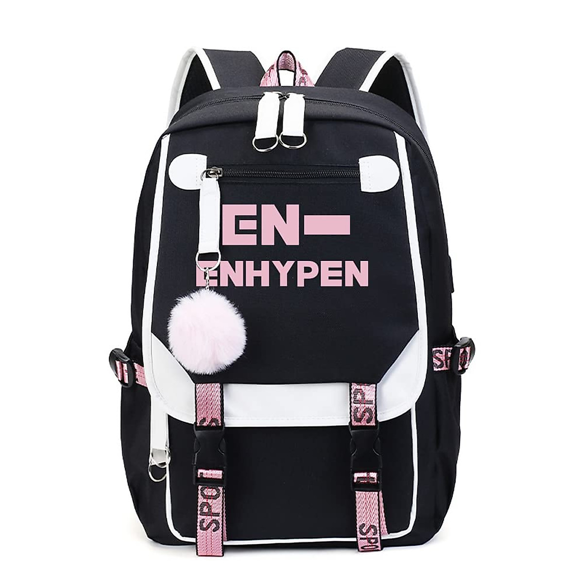 WGEEEY Kpop ENHYPEN School Backpack Merchandise, ENHYPEN Book Bag Casual Backpack, Black