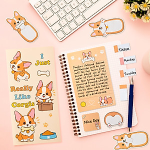 Xqumoi Corgi Sticky Note A5 Notebooks Pen Stationery Set - Corgi Self-Stick Notes Pads 2 Pack Spiral Notebooks Black Gel Ballpoint Pen Back to School Office Supplies Teacher Appreciation Gift with Box