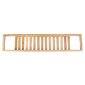 Toyvian Natural Bamboo Wooden Bathtub Caddy Tray with Rails Shower Organizer Rack for Bathroom