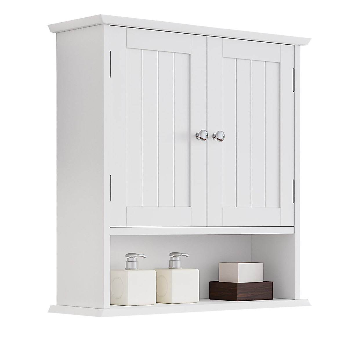 Mino Kesper Bathroom Wall Cabinet, Bathroom Cabinet Wall Mount with 2 Doors and Open Shelf, Over The Toilet Wall Storage Cabinet, Bathroom Medicine Cabinet
