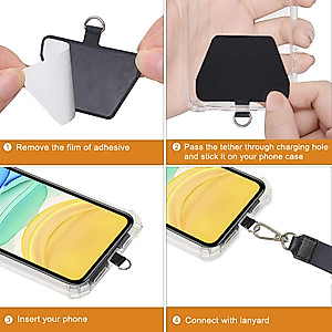 COCASES 2 Pack Phone Tether Tab, Phone Strap Replacement Part for Smartphone Safety, Phone Lanyard Connector (Black)