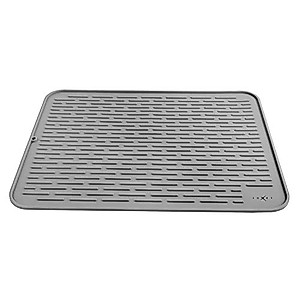 Luxet Multipurpose Premium Quality Silicone Dish Drying Mat for Kitchen, Heat Resistant, Countertop Protection, Non Slip Grip, Extra Large Trivet Size 23x17 Inches (Gray)