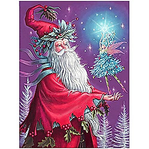 Maripabon 5D Painting by Numbers Kits for Adult Santa Claus Blessed Angel Full Diamond Round Diamond DIY Embroidery Arts Craft for Home Wall Decor, 11.8x15.7 Inch