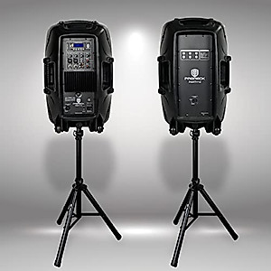 PRORECK Party 12 12-Inch 1000 Watts 2-Way Powered PA Speaker System Combo Set with Bluetooth/USB Drive Read Function/SD Card Reader/FM Radio/Remote Control/Speaker Stand